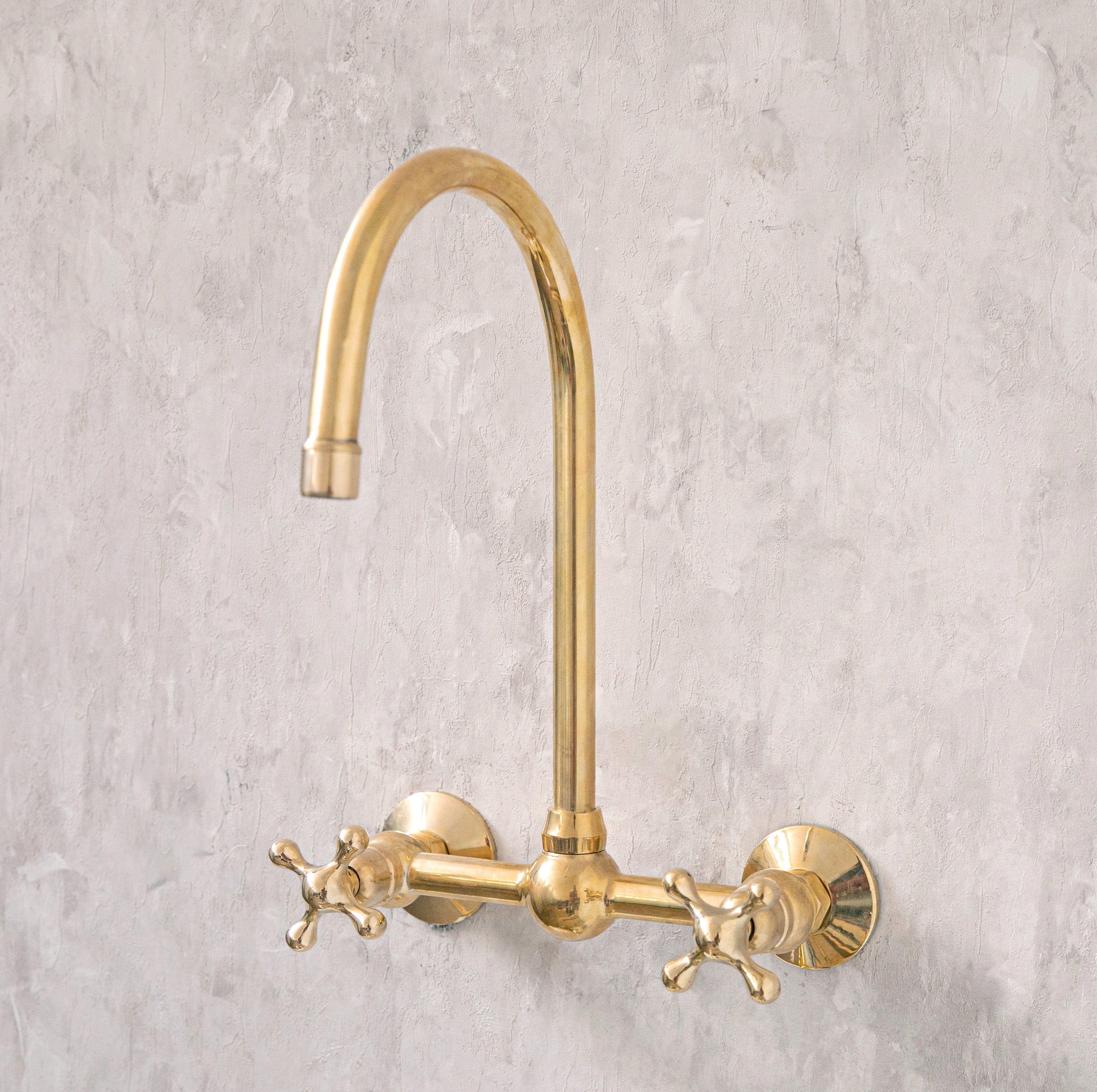 Zoom Expand image caption Wall Mounted Brass Faucet | Gooseneck Faucet ...
