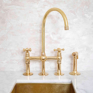 Unlacquered Brass 3 Holes Bridge Faucet