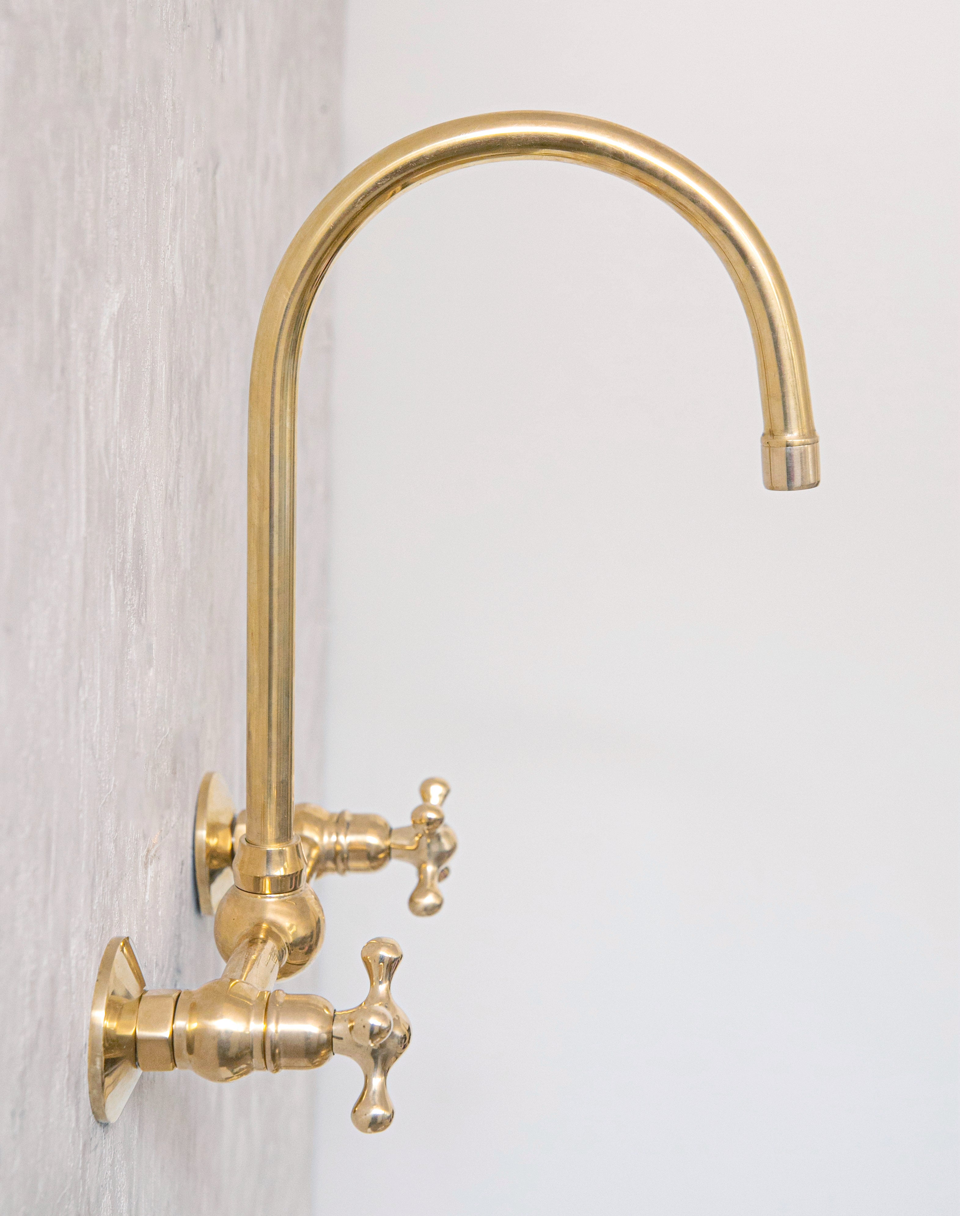 Zoom Expand image caption Wall Mounted Brass Faucet | Gooseneck Faucet ...