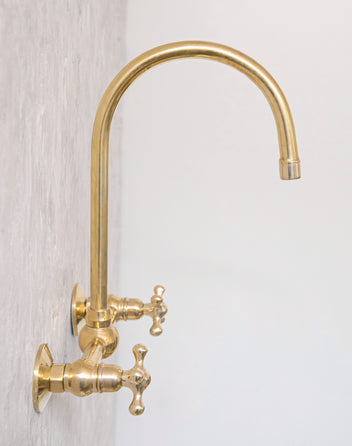 Zoom Expand image caption Wall Mounted Brass Faucet | Gooseneck Faucet ...